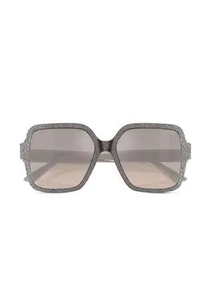 JIMMY CHOO Glitter-embellished Square Frame Sunglasses - Brown
