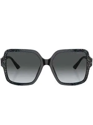 JIMMY CHOO Glitter Square Frame Sunglasses - Black