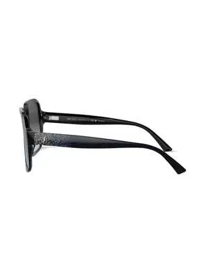JIMMY CHOO Glitter Square Frame Sunglasses - Black