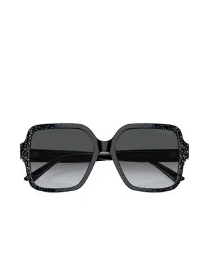 JIMMY CHOO Glitter Square Frame Sunglasses - Black