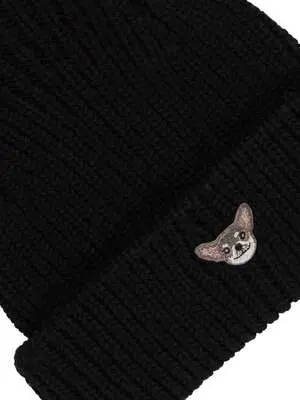 PELO FOUNDATION Dog-appliqué Beanie - Black