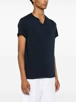Zadig&Voltaire Henley-neck Cotton T-shirt - Blue