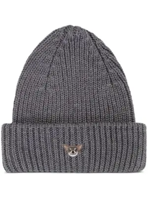 PELO FOUNDATION Dog-appliqué Beanie - Grey