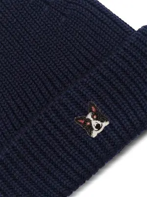 PELO FOUNDATION Dog-appliqué Beanie - Blue