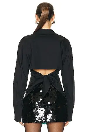 SIMONMILLER Loch Button Up Shirt With Back Tie Detail - Black