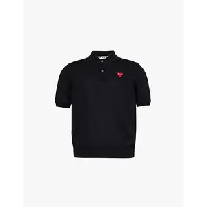 Play Comme Des Garcon Logo-patch Short-sleeve Wool Polo Shirt - Black