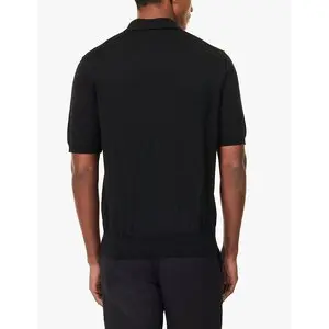 Play Comme Des Garcon Logo-patch Short-sleeve Wool Polo Shirt - Black