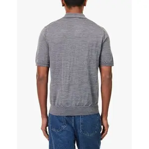 Play Comme Des Garcon Logo-patch Short-sleeve Wool Polo Shirt - Grey