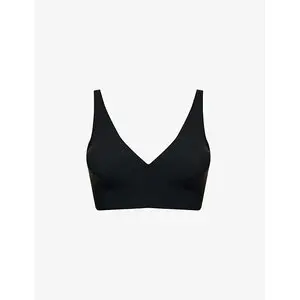 Wolford Pure Skin V-neck Stretch-woven Bra - Black