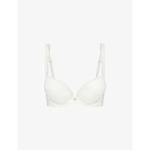 AUBADE Kiss Of Love Lace-embellished Woven Plunge Bra - Opale