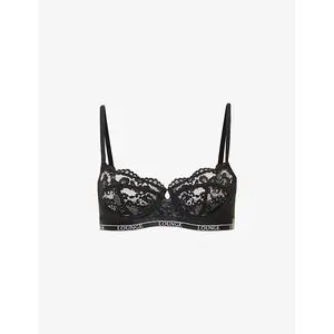 Lounge Blossom Stretch-lace Balconette Bra - Black