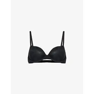 Calvin Klein Marq Mid-rise Semi-sheer Stretch-nylon Bra - Black