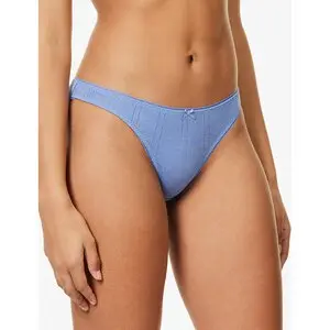 COU COU Pointelle High-rise Cotton Briefs - French Blue
