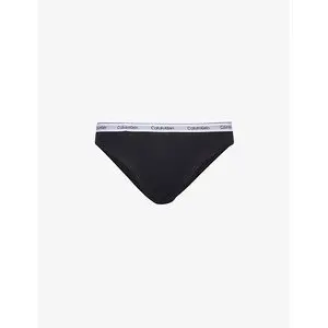 Calvin Klein Modern Branded-waistband Stretch-cotton Briefs - Black