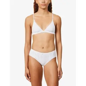 COU COU The Cosy Pointelle-pattern Cotton Briefs - 001 White