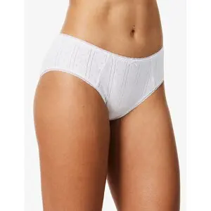 COU COU The Cosy Pointelle-pattern Cotton Briefs - 001 White