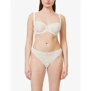 AUBADE Rosessence Mid-rise Stretch-lace Tanga Briefs - Opale