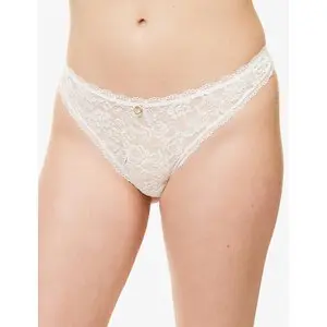 AUBADE Rosessence Mid-rise Stretch-lace Tanga Briefs - Opale