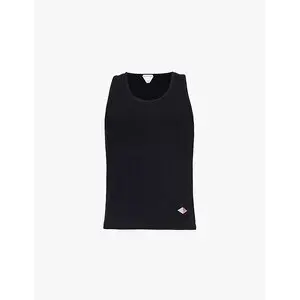 Bottega Veneta Brand-patch Sleeveless Stretch-cotton Top - Midnight Blue