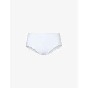 Hanro Mid-rise Lace-trim Stretch-cotton Briefs - White
