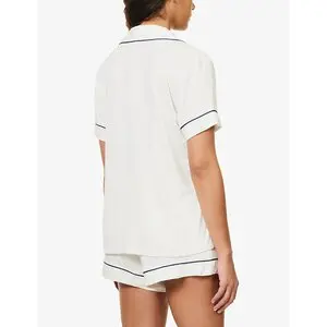 Eberjey Gisele Relaxed-fit Stretch-woven Jersey Pyjama Set - Ivory Navy