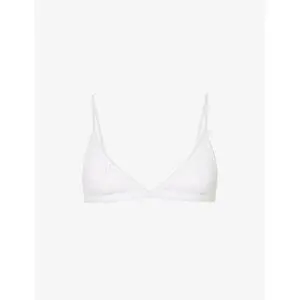 COU COU Pointelle Cotton Triangle Bra - 001 White