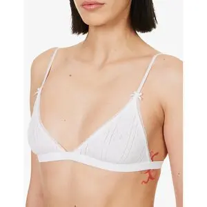 COU COU Pointelle Cotton Triangle Bra - 001 White