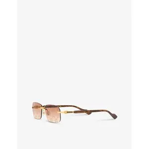 Gucci Gg1221s Rectangle-frame Sunglasses - Light Red/brown
