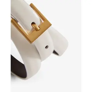 REISS Holly Leather Belt - Off White