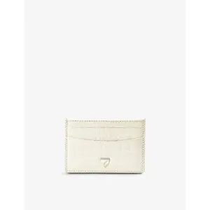 ASPINAL OF LONDON Slim Croc-embossed Leather Cardholder - Ivory