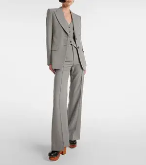 Chloé Wool Flared Trousers - Grey