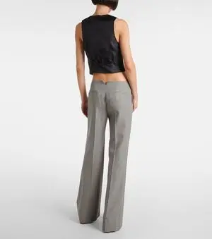 Chloé Wool Flared Trousers - Grey
