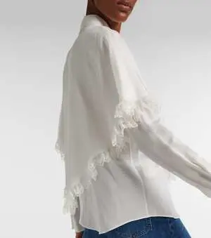 Chloé Knotted Heritage Silk Crêpe De Chine Blouse - White