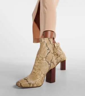 Chloé Ambre Snake-effect Leather Ankle Boots
