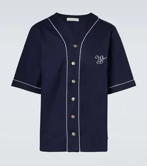 WALES BONNER Freestyle Logo Cotton Drill Shirt - Blue