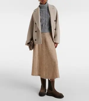 Brunello Cucinelli Wool And Cashmere-blend Midi Skirt