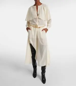 Chloé Caped Silk Chiffon Blouse - White