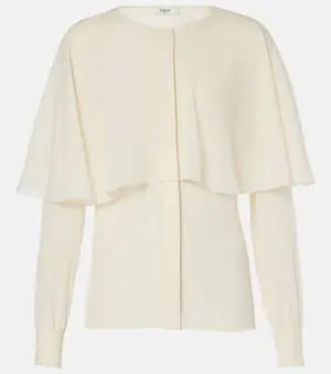 Chloé Caped Silk Chiffon Blouse - White