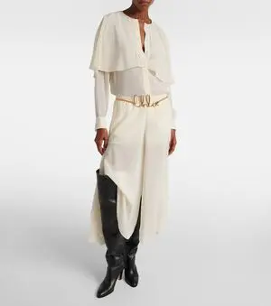 Chloé Caped Silk Chiffon Blouse - White