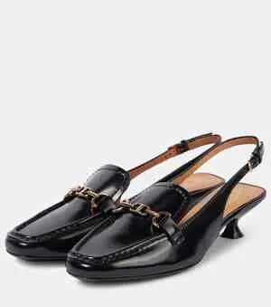 TOD'S 35 Leather Slingback Pumps - Black