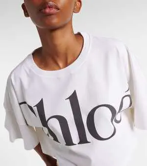 Chloé Logo Cropped T-shirt - White