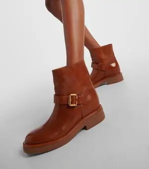 Chloé Coddington Leather Biker Boots - Brown