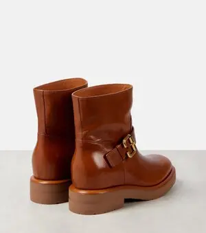 Chloé Coddington Leather Biker Boots - Brown