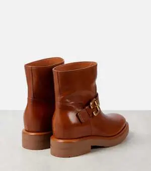 Chloé Coddington Leather Biker Boots - Brown