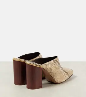 Chloé Ambre Snake-effect Leather Mules