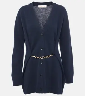 Valentino Garavani Chain-detail Virgin Wool Cardigan