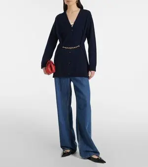 Valentino Garavani Chain-detail Virgin Wool Cardigan