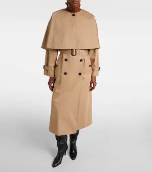 Chloé Caped Cotton Gabardine Trench Coat - Brown