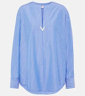 Valentino Garavani Vgold Striped Cotton Poplin Blouse