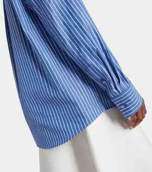 Valentino Garavani Vgold Striped Cotton Poplin Blouse